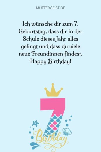 Glückwünsche zum 7. Geburtstag – Die Zahl steht für Vollständigkeit