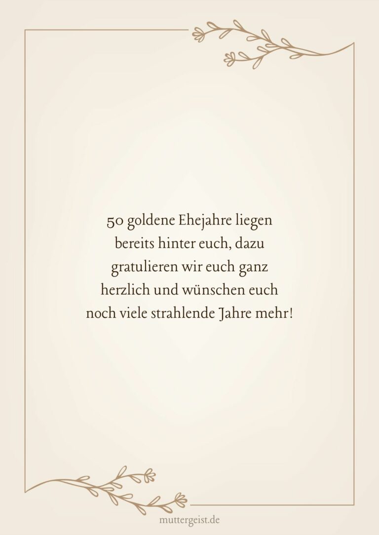 Herzliche Glückwünsche zur goldenen Hochzeit