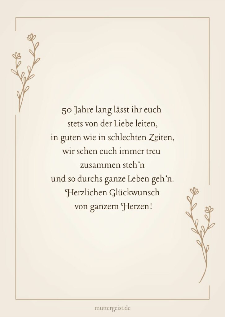 Herzliche Glückwünsche zur goldenen Hochzeit