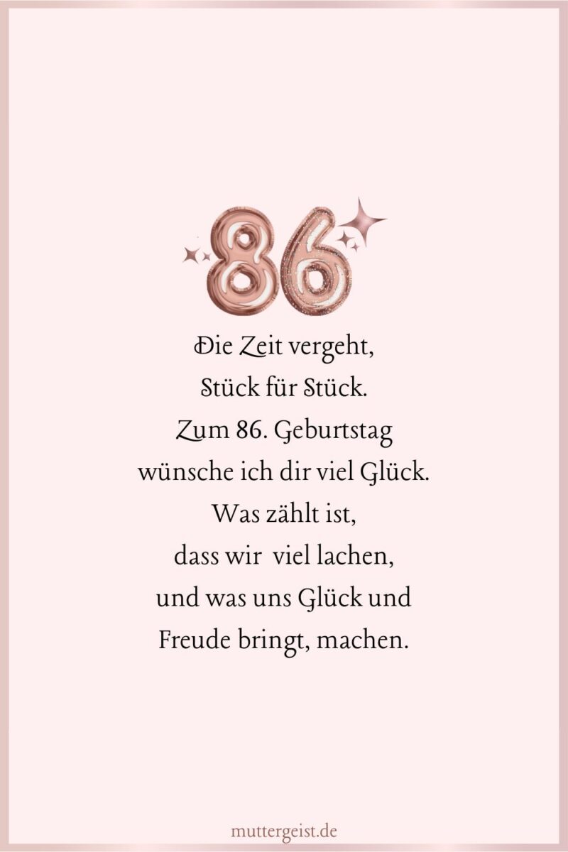 Die schönsten Glückwünsche zum 86. Geburtstag mit viel Liebe und Respekt