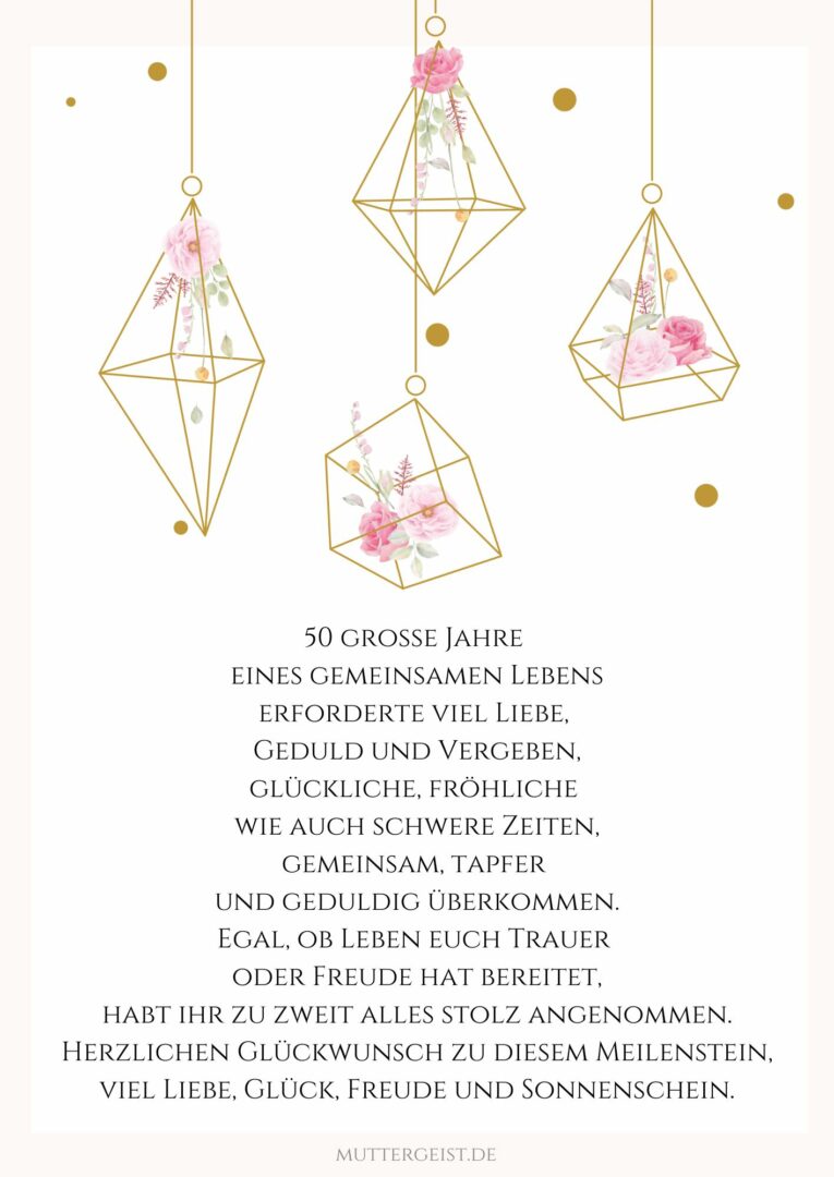 Wundervolle Glückwünsche zur goldenen Hochzeit zum Ausdrucken